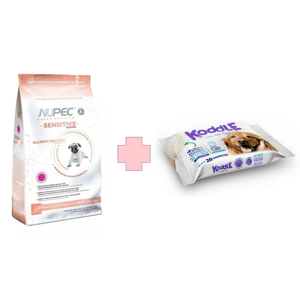 Paquete Nupec sensitive razas pequeñas 8 kg + 20 guantes humedos ...