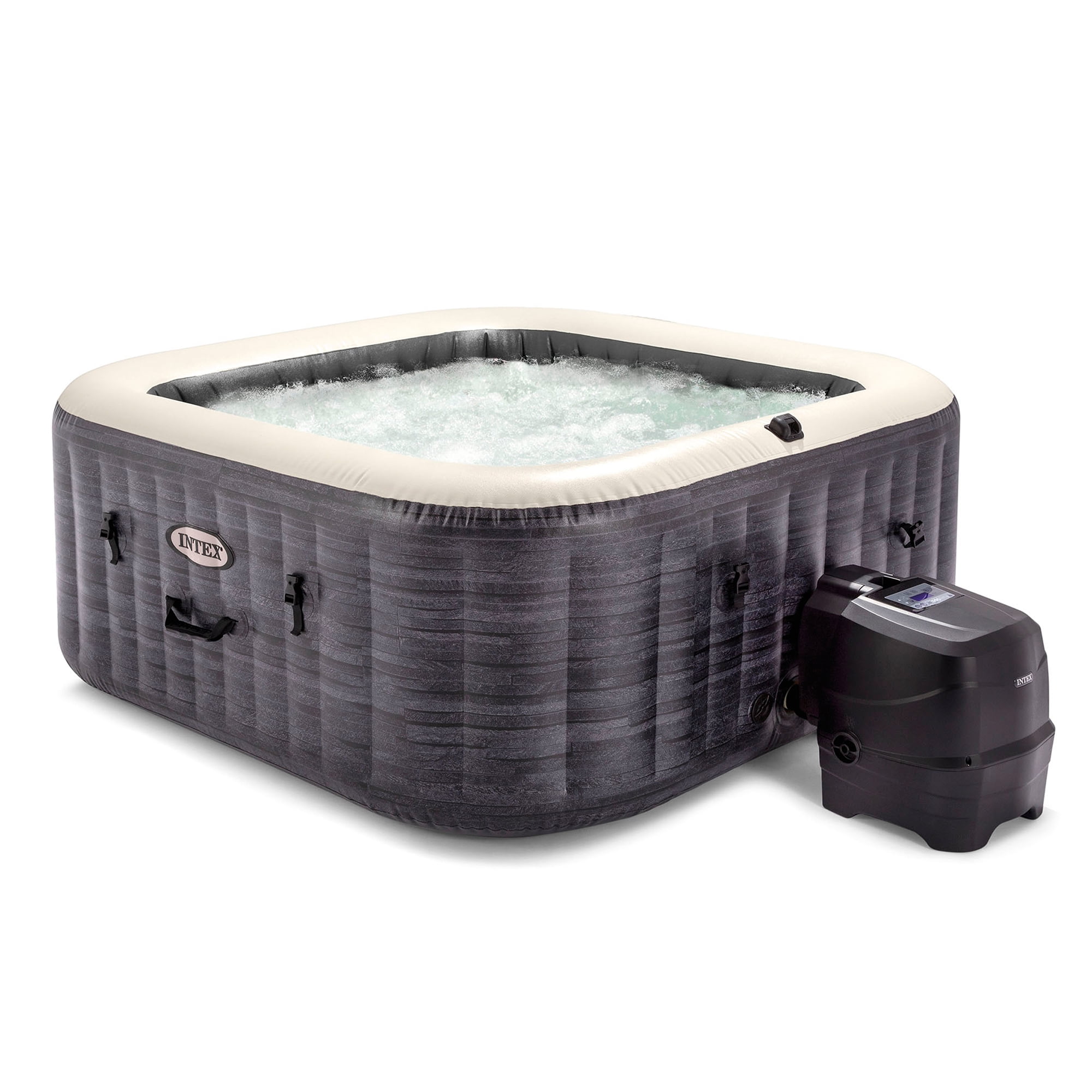 Intex PureSpa Plus Greystone Inflatable Hot Tub Square Jet Spa, 83 x 28 ...