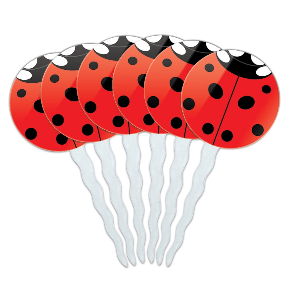 Lady Bug Ladybug Insect Cupcake Picks Toppers - Set of 6 - Walmart.com