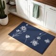 Doormat Bathroom Rugs 18x30in, Abstract Flower Navy Blue Non Slip Door ...