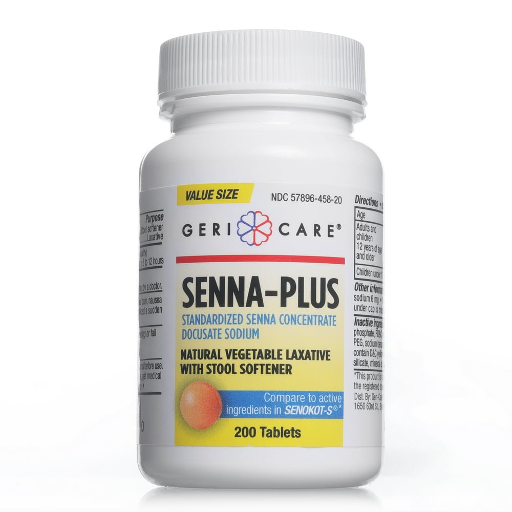 Senna Plus | Natural Vegetable Laxative with Stool Softener - 200 Count ...