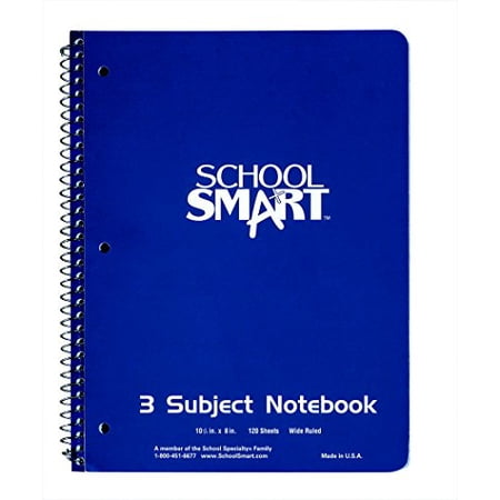 School Smart 085317 Spiral Non-Perforated 1 Subject Wide Ruled Notebook ...