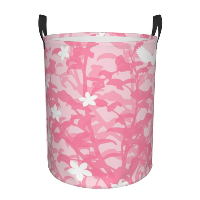 LNWH Laundry Basket, Pink Spring Pattern Foldable Laundry Hamper With ...