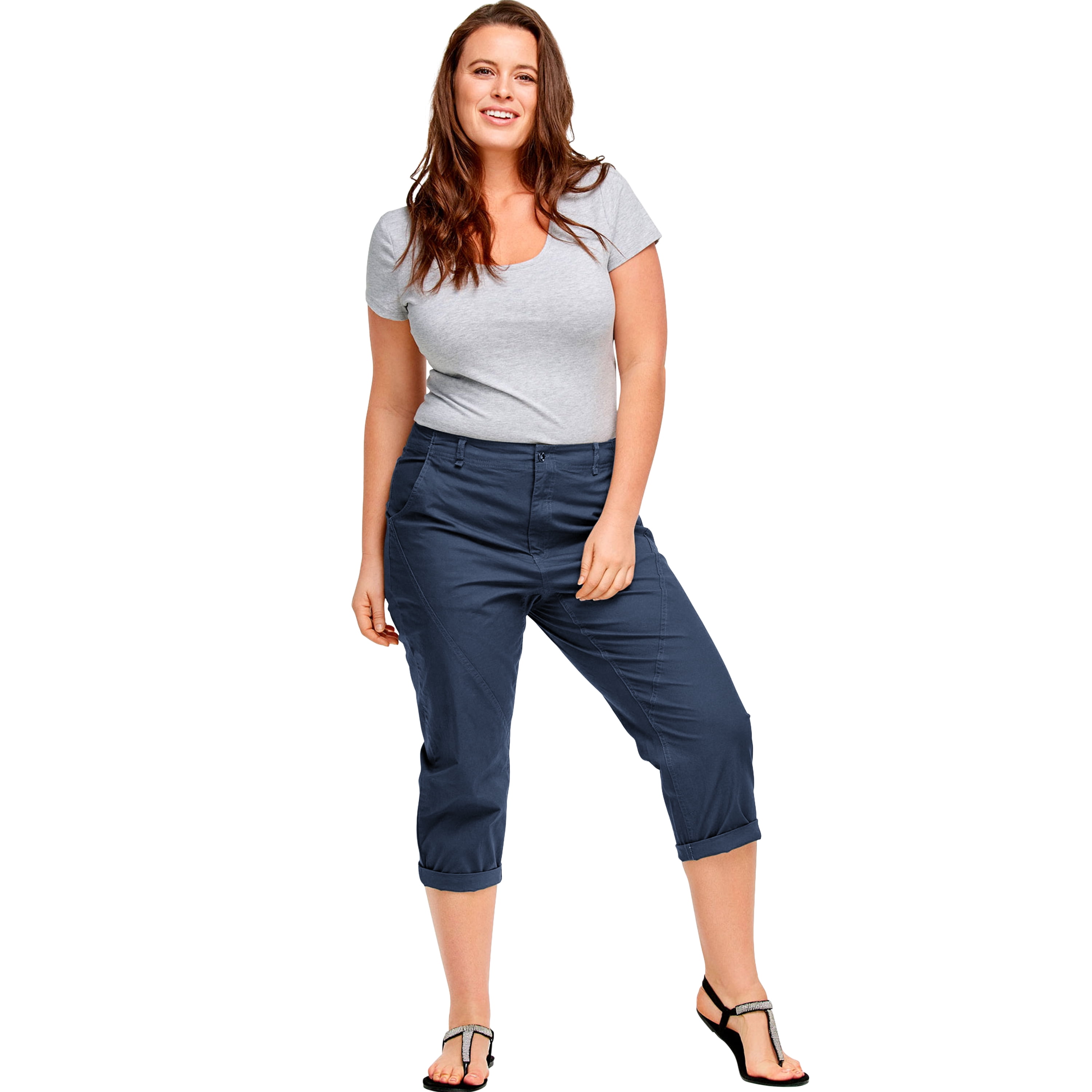 Ellos Plus Size Seamed Capris Pants - Walmart.com