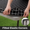 Black Grid Pattern Vinyl Tablecloth, Elastic Fitted Flannel Backed ...