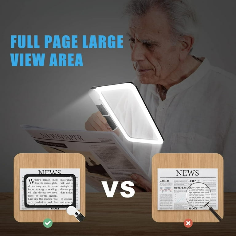 Book Page Light With Magnifier Upgrade Hands Free 4X Magnifying Glass