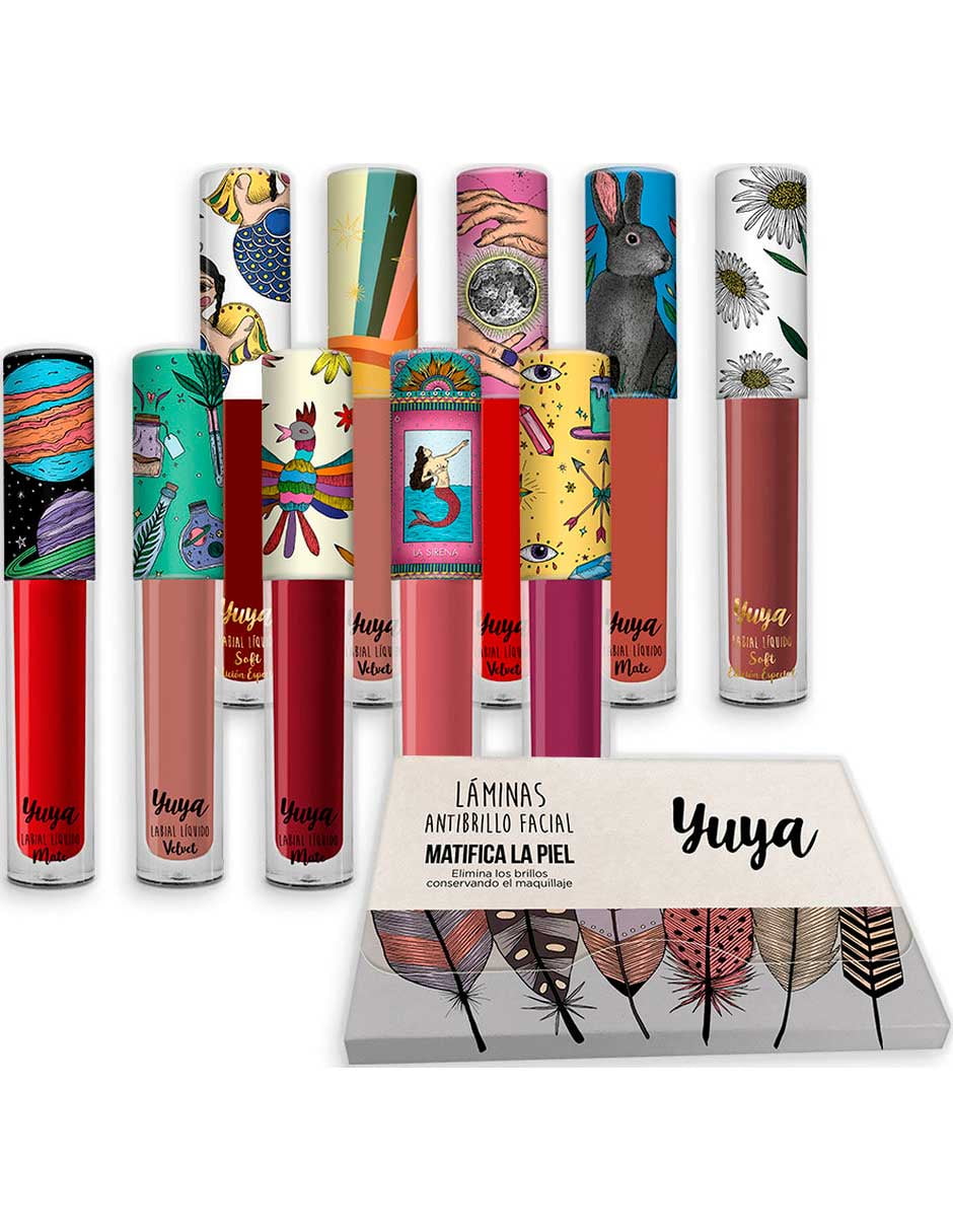 Paquete de 10 Labiales Yuya con Laminitas Anti Brillo | Walmart en línea