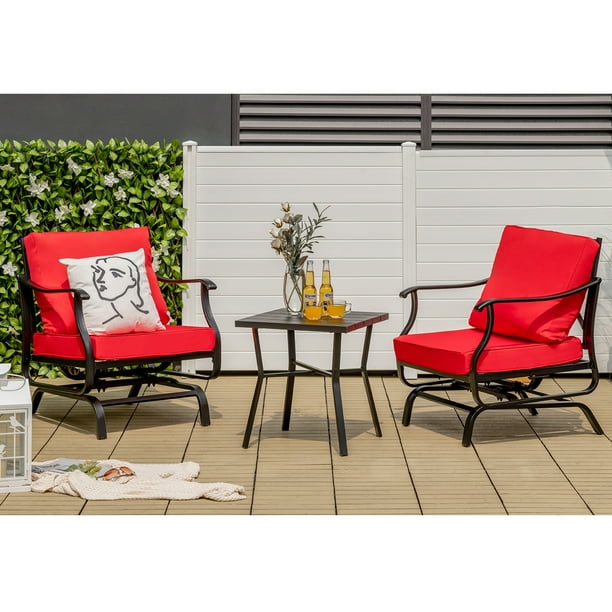 Gymax 3PCS Outdoor Rocking Chair Set Patio Conversation Bistro Set w ...