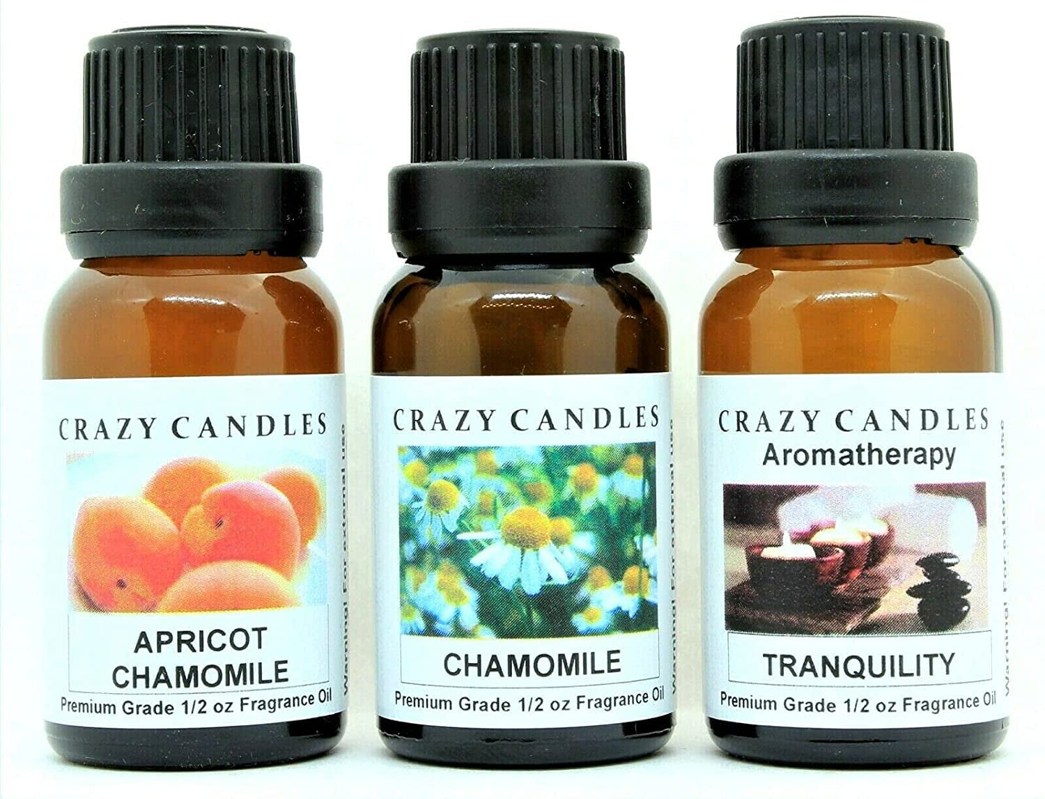 Crazy Candles 3 Bottles Set, 1 Apricot Chamomile, 1 Chamomile, 1 ...