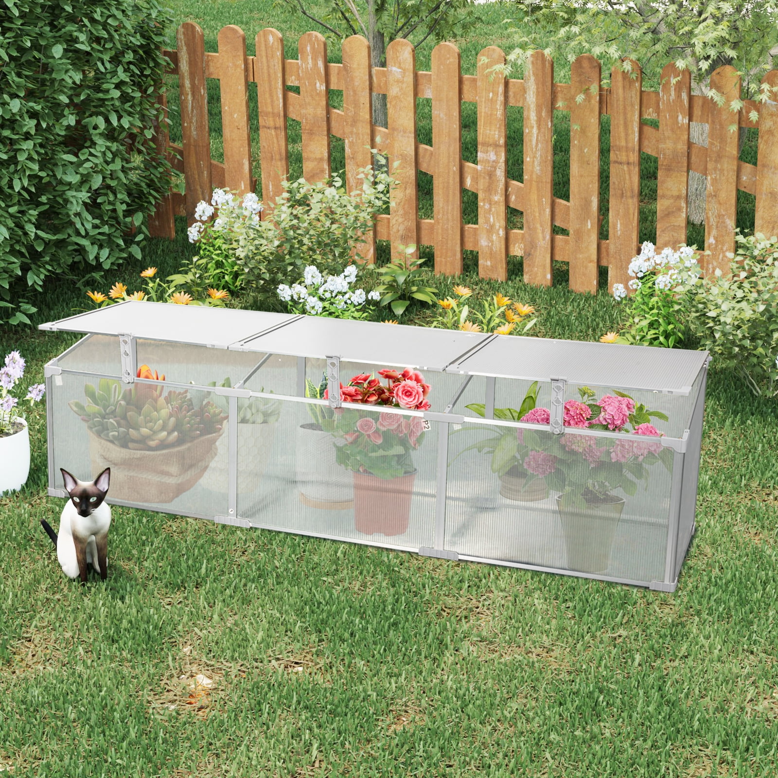 Noble House 6x2FT Polycarbonate Greenhouse for Outdoors,Aluminum Frame ...