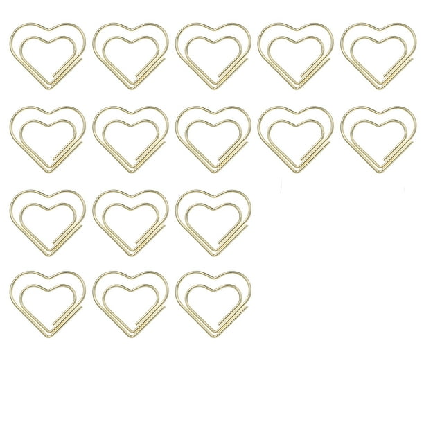 50 clips de papel con forma de corazón dorado, pequeños y bonitos ...