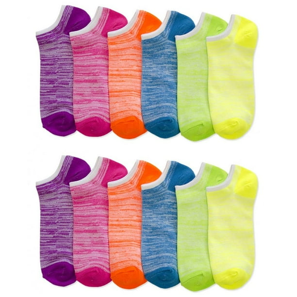 AllTopBargains - Lot Of 12 Women's Ladies No Show Neon Ankle Socks ...