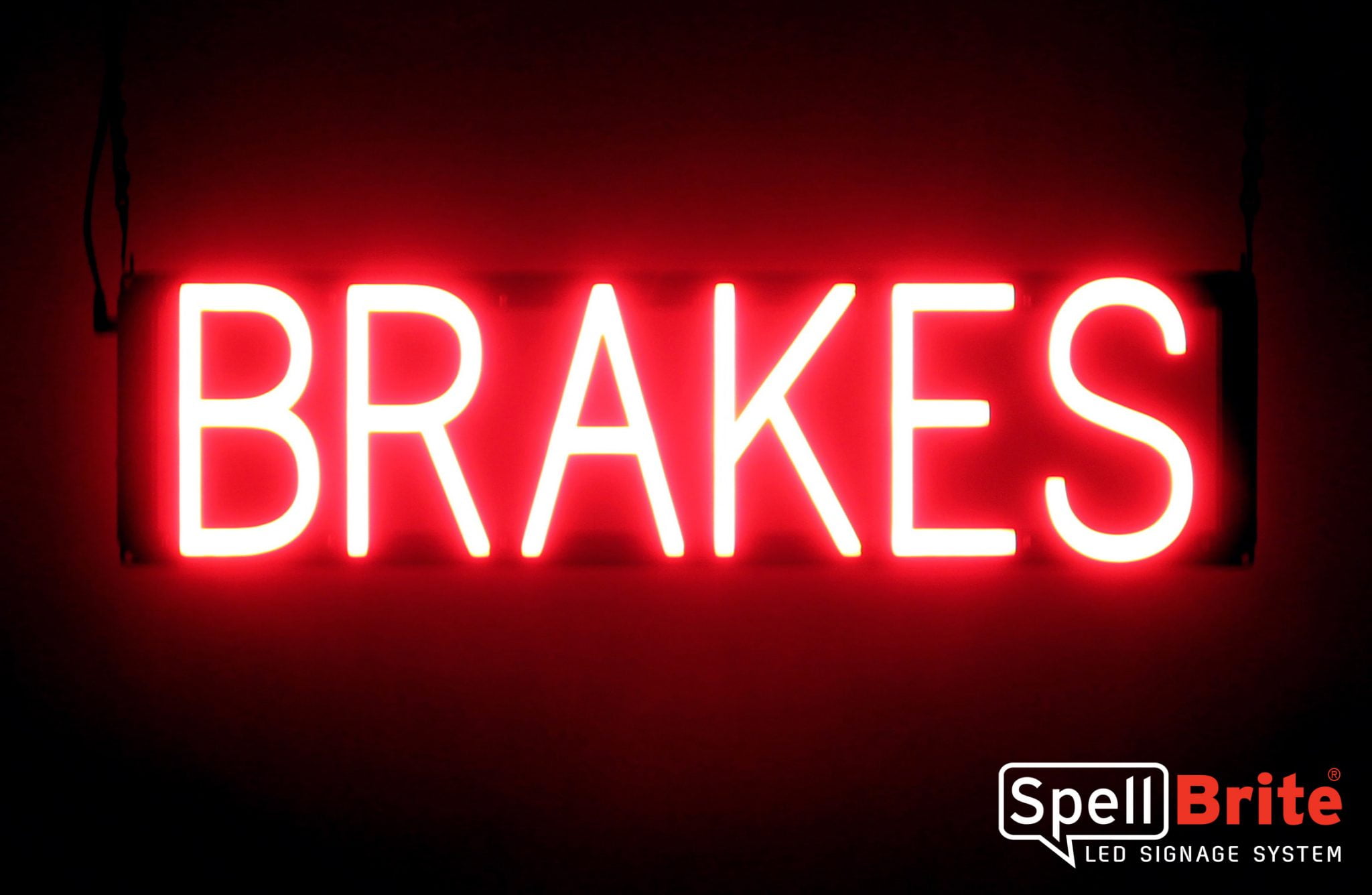 SpellBrite BRAKES LED Sign for Business. 24.1" x 6.3" Green BRAKES Sign ...