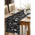 Burlap Table Runner 120 Inches Long, Farmhouse Cooking Tools on Black ...