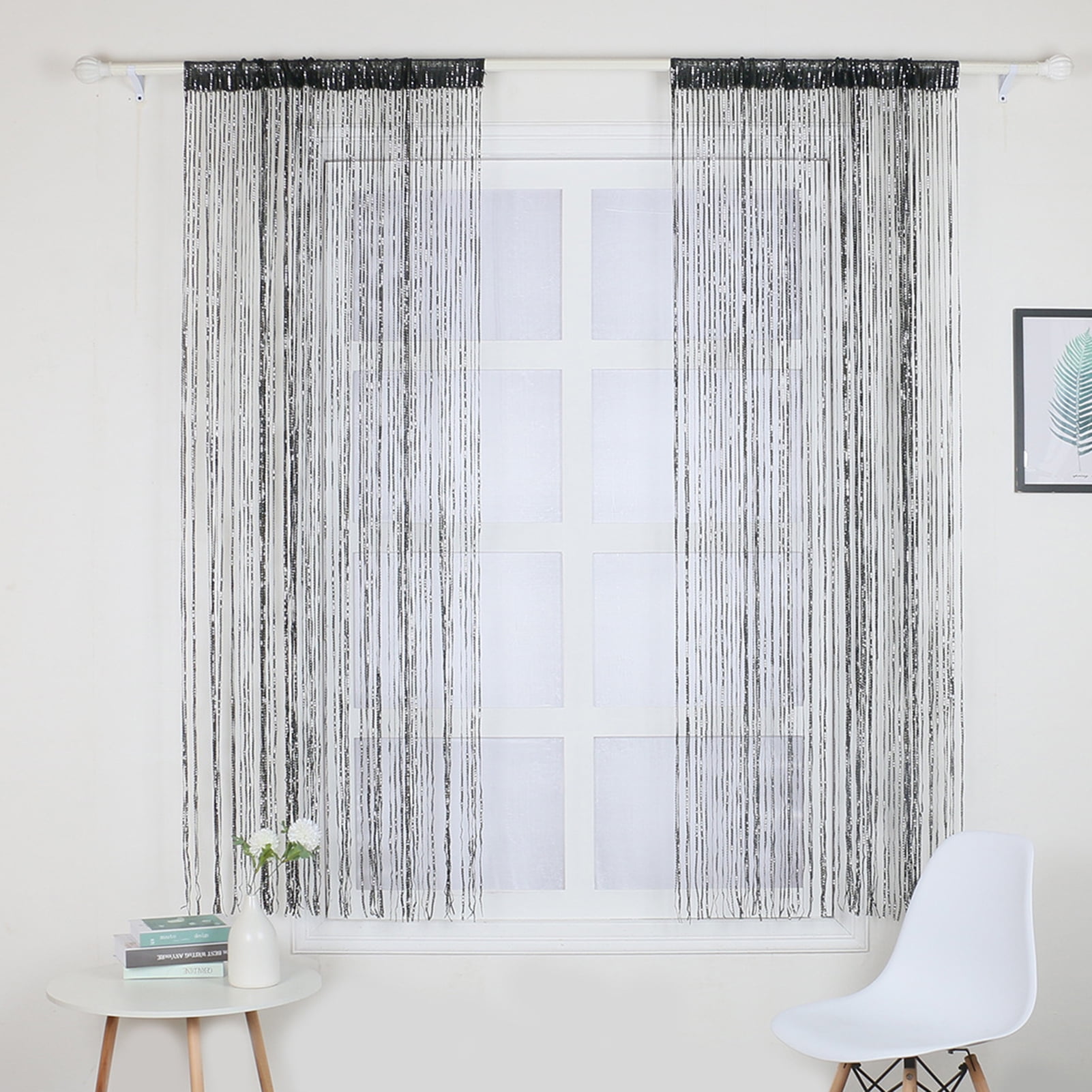 1Pair Door String Curtains, Wall Panel Fringe Window Room Divider Blind ...
