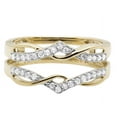 10K Yellow Gold Chevron Ring Guard Enhancer Diamond Wedding Band 0.25ct ...
