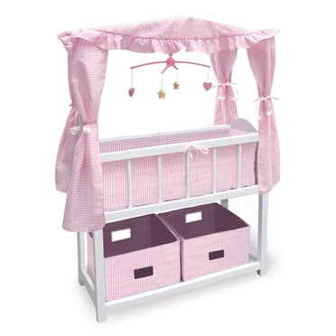 Robud Victoria Doll Crib Wooden Baby Doll Cradle with Storage and ...