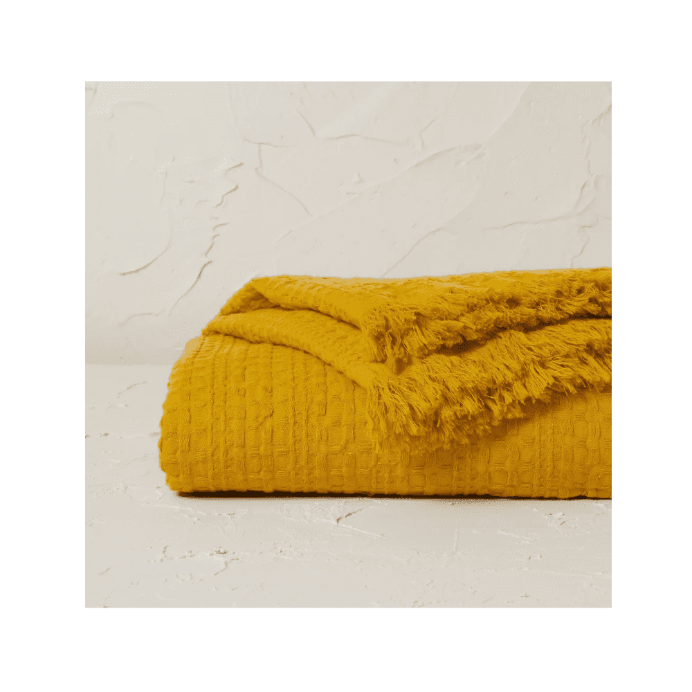 Weave Bed Throw Yellow Size with Jungalow, Machine Wash & Tumble Dry ...