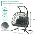 SWITTE Double Hanging Woven Egg Chair with Stand, 2 Person Black Wicker ...