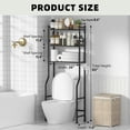 3-Tier Over Toilet Storage Shelf, 64" H Black Metal Bathroom Organizer ...