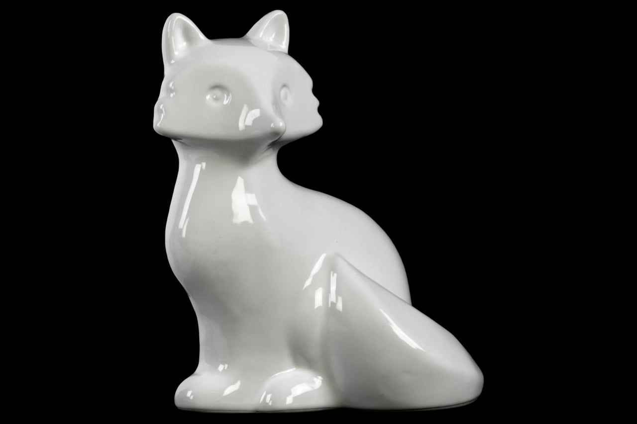 Ceramic Sitting Fox Figurine with Folded Tail- White- Benzara - Walmart.com