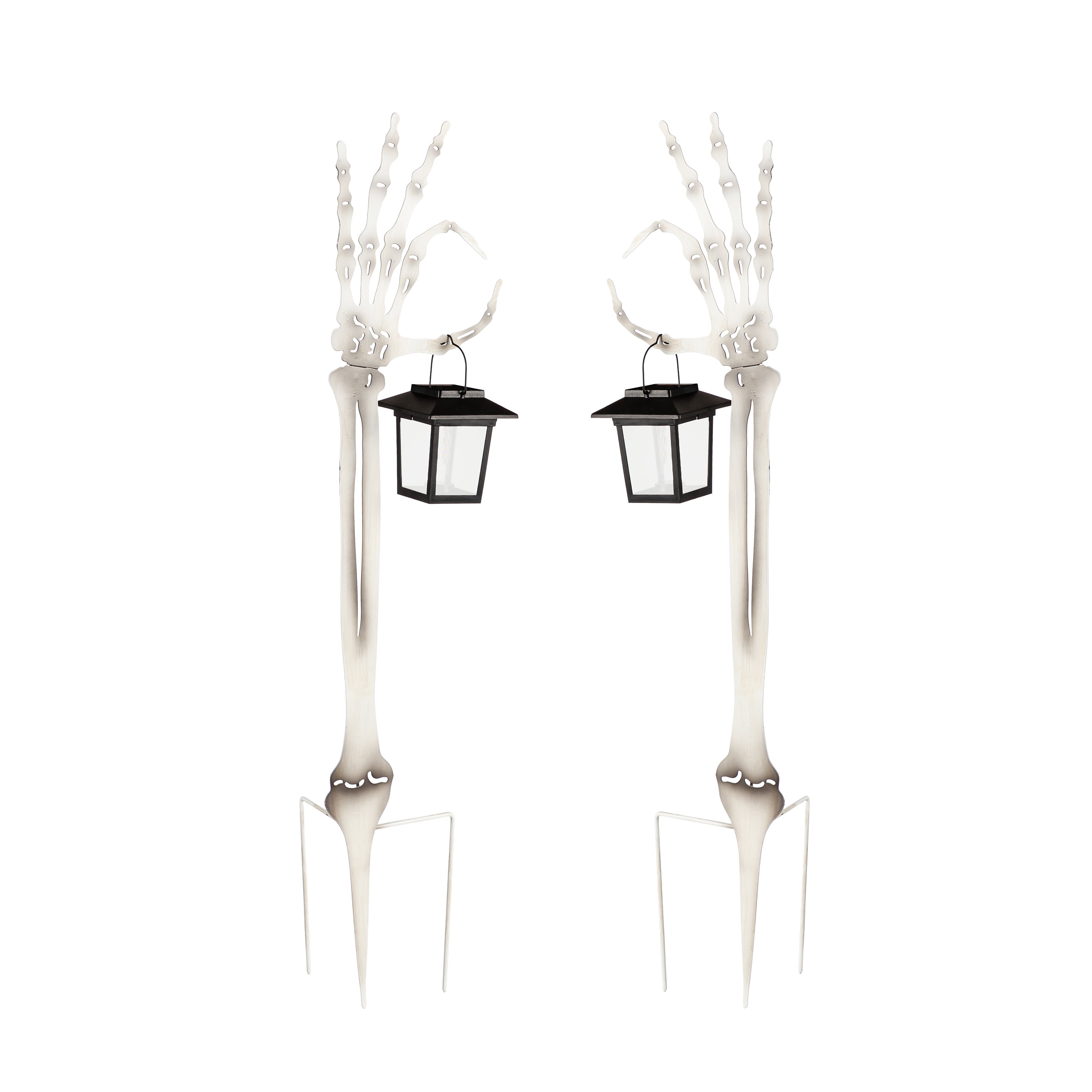29"H Skeleton Hand Garden Stake with Solar Flickering Light Lantern ...