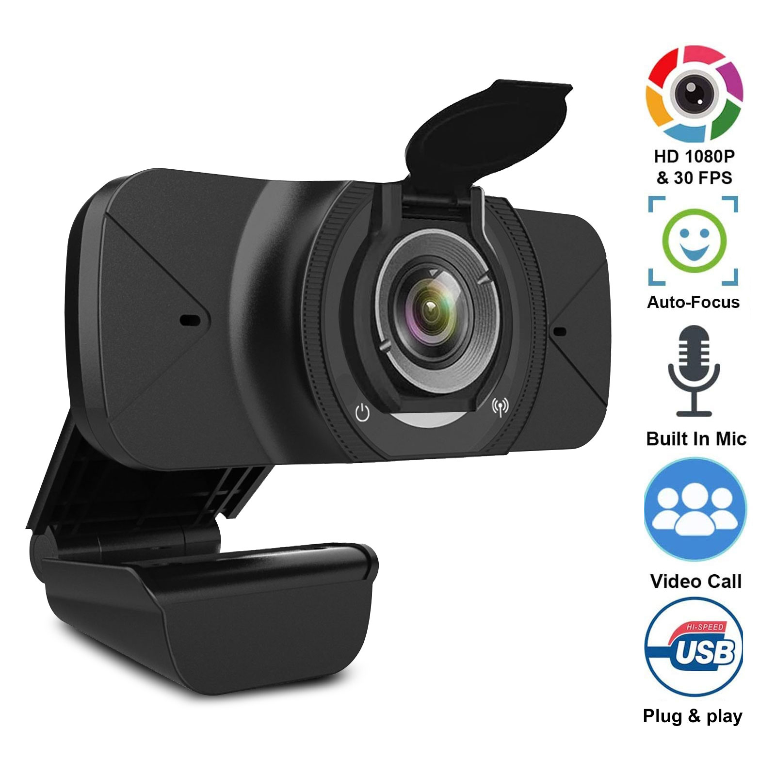 TSV Webcam with Dual Microphone for Desktop, TSV 1080P HD Web Cameras ...