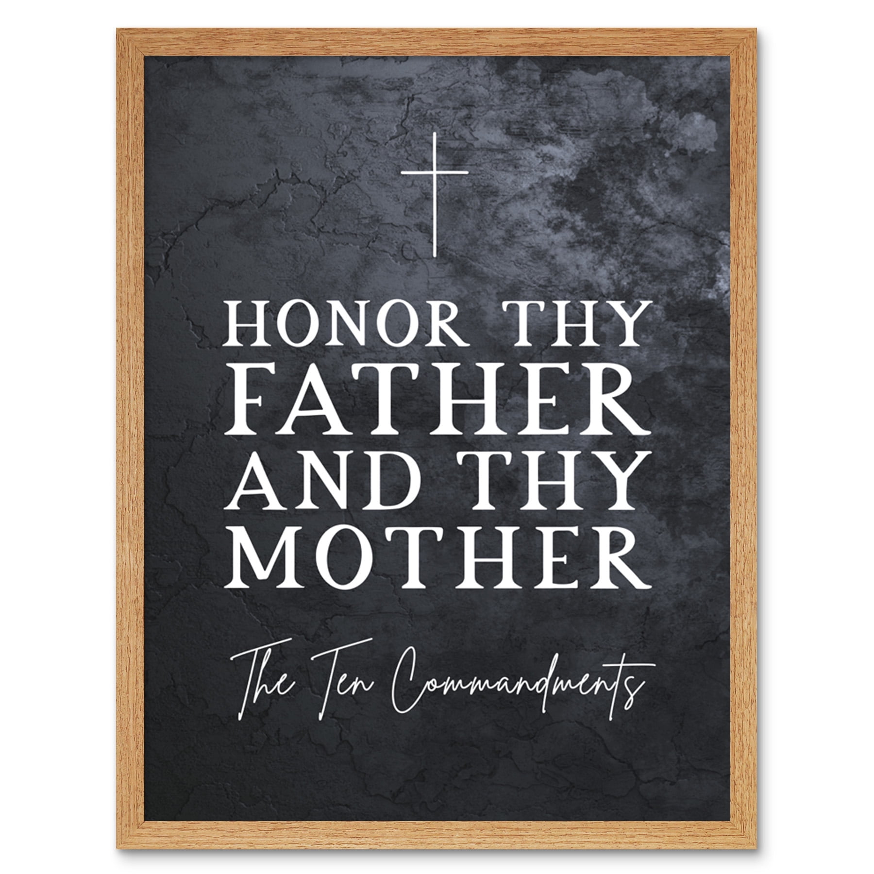 Ten Commandments Honor Thy Father and Mother Christian Bible Verse Quote Scripture Typography ...