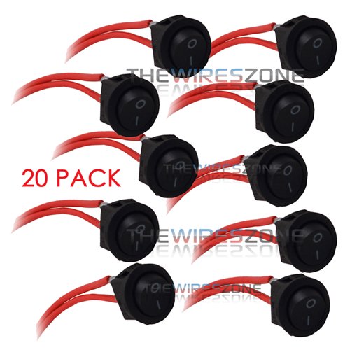 Universal Black 12 Volt 2 Pin Round On/Off Mini Rocker Switch Harness ...
