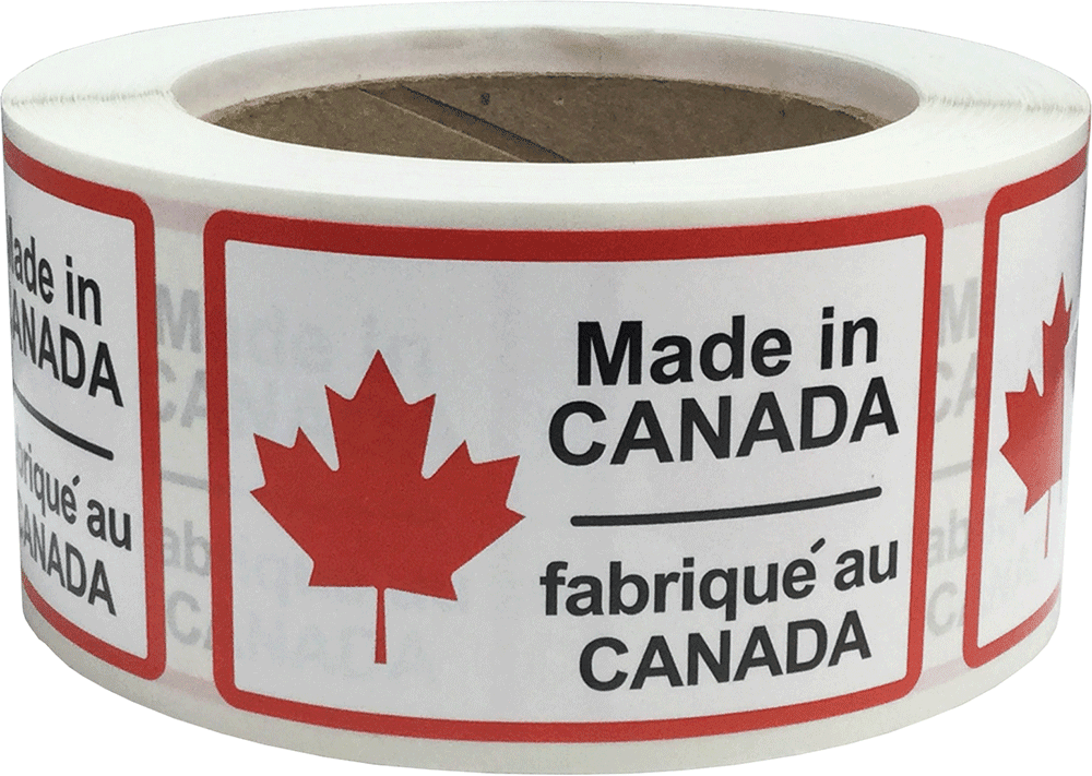 Made in Canada Labels 2 x 3 Inch Rectangles 500 Adhesive Stickers ...