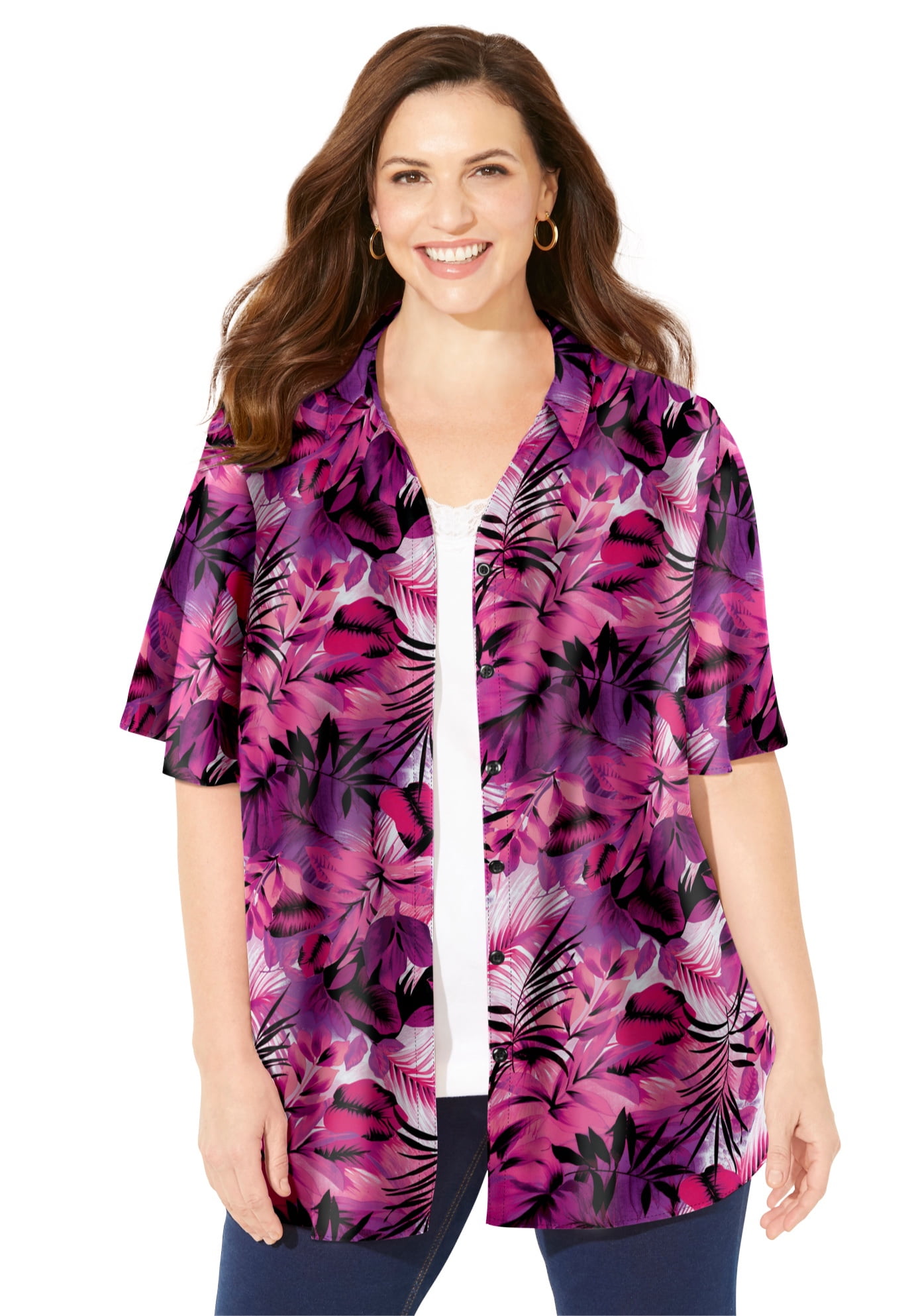 Catherines Women's Plus Size Timeless Short Sleeve Blouse - Walmart.com