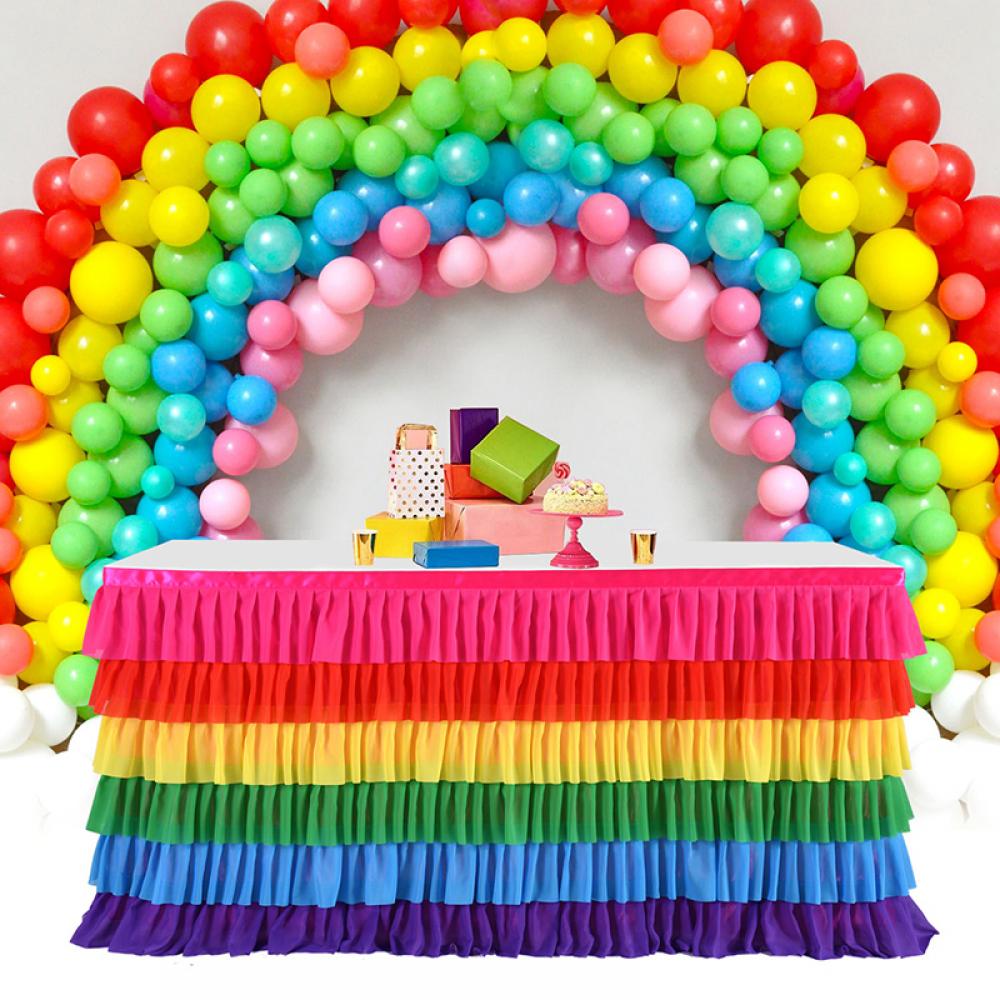 6ft Rainbow Table Skirt Chiffon Tutu Table Skirting For Rectangle Table 6ft-rainbow-table-skirt-chiffon-tutu-table-skirting-for-rectangle-table