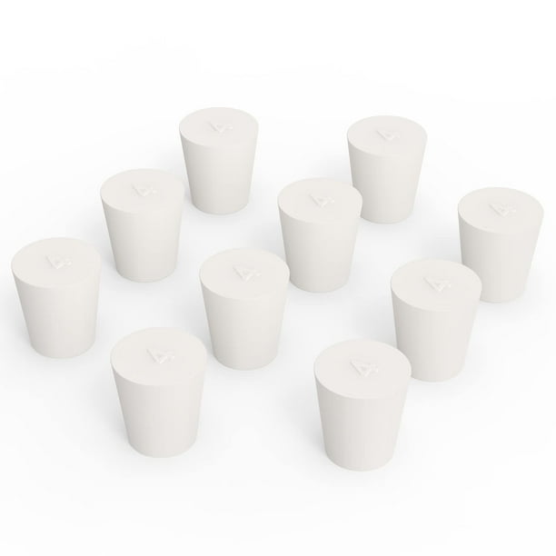 Funchem Solid Rubber Stoppers, (10 Pack) 4# White Tapered Lab Seal ...