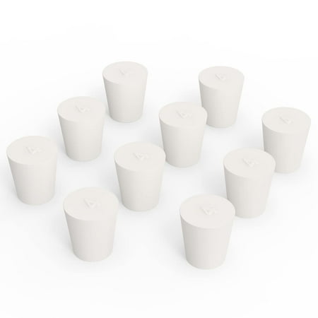 Funchem Solid Rubber Stoppers, (10 Pack) 4# White Tapered Lab Seal ...