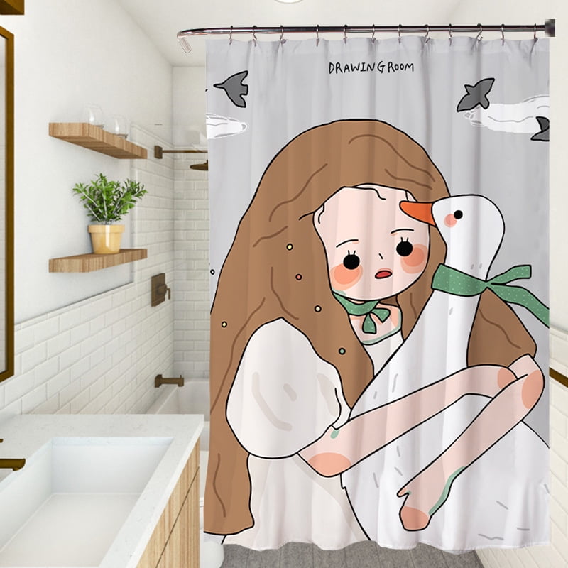 Modern Minimalist Girly Style Animation Shower Curtain Set - Walmart.com