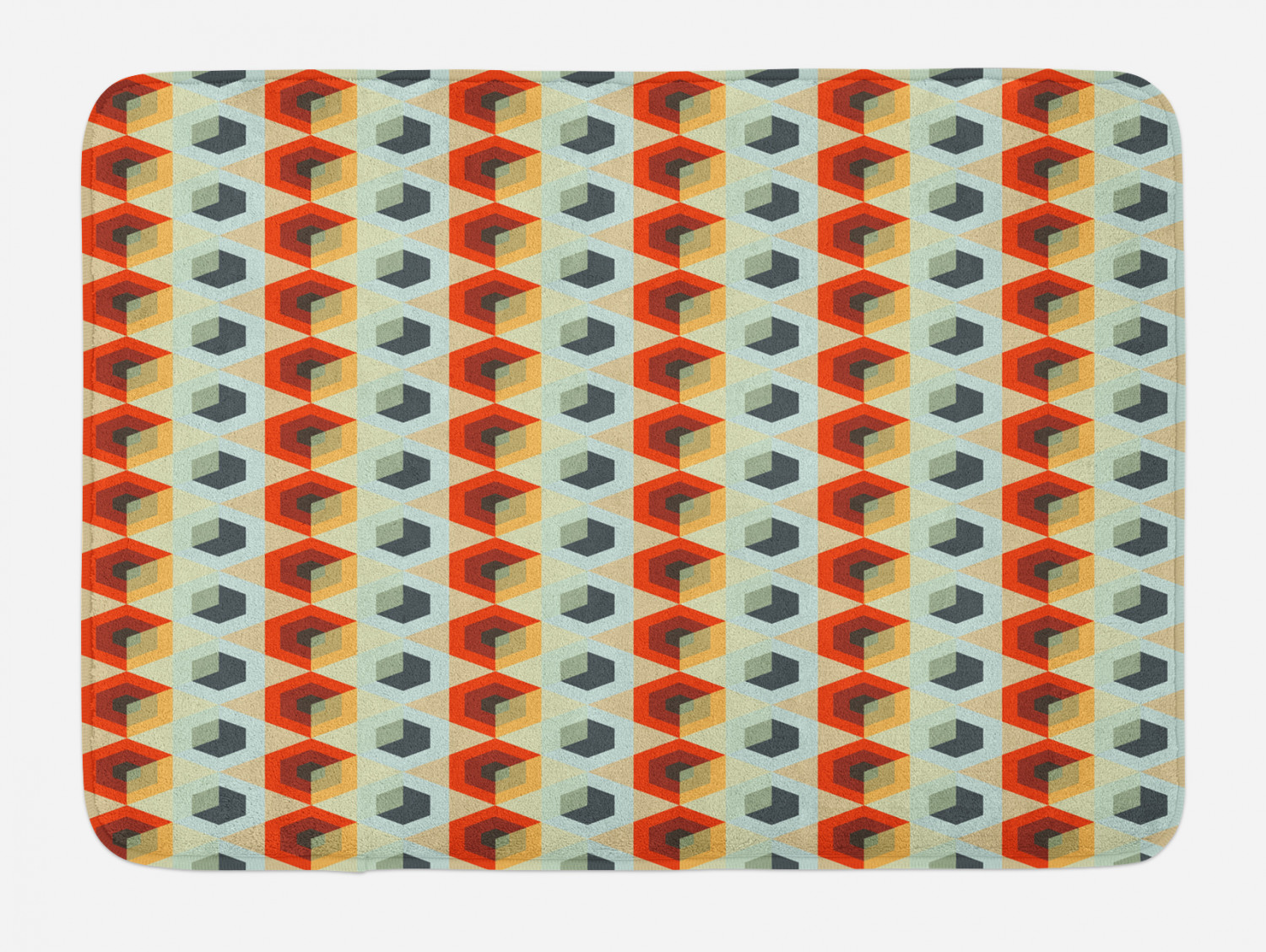 Geometric Bath Mat Hexagonal Comb Pattern Abstract Rhombus Borders Modern Artistic Non Slip