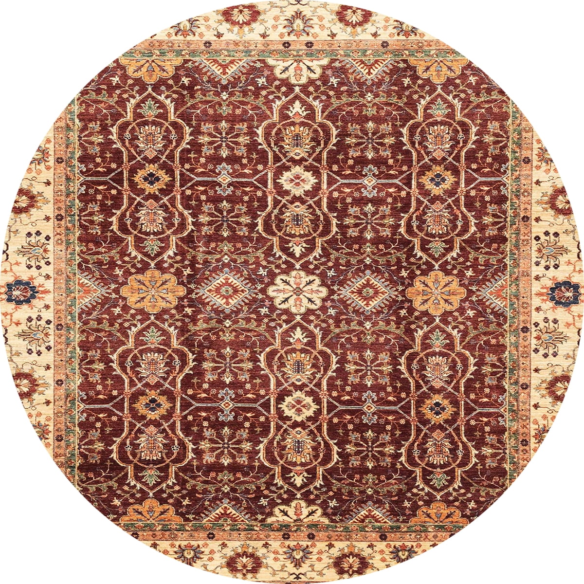 Ahgly Company Indoor Round Abstract Red Abstract Area Rugs, 8' Round ...