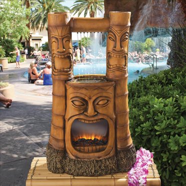 Design Toscano Cascading Aloha Tiki Three-Bowl Garden Fountain ...