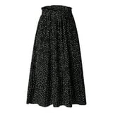 Fantaslook Midi Pleated Skirts for Women Polka Dot Swing High Waist ...