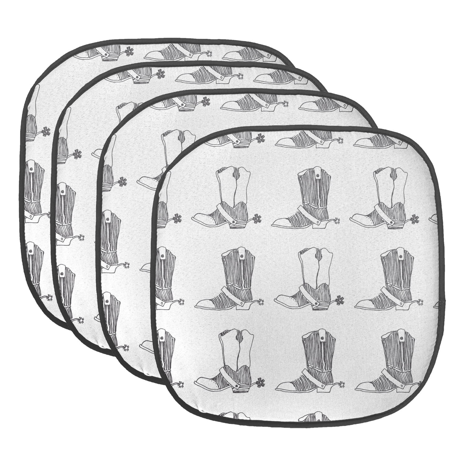 Western Chair Seating Cushion Set of 4, Repetitive Pattern of Cowboy ...