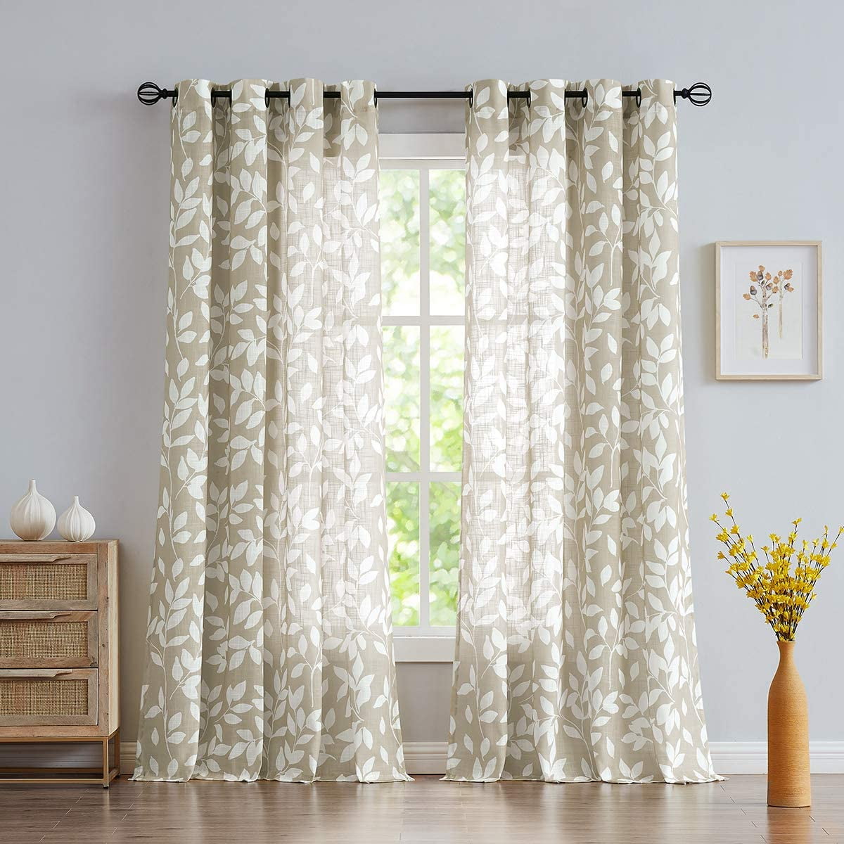 Click here for Siabc-Print Semi Sheer Curtains For Living Room 95... prices