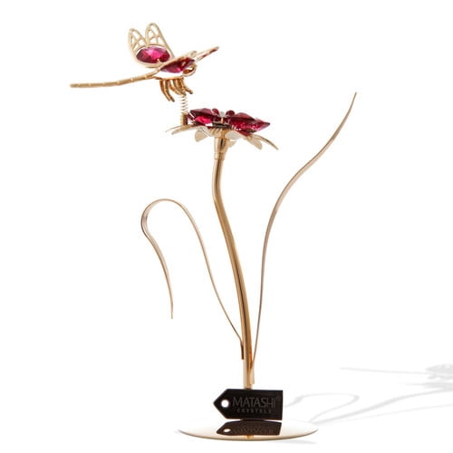 Matashi Crystal Decorative 24K Gold Plated Crystal Studded Flower ...