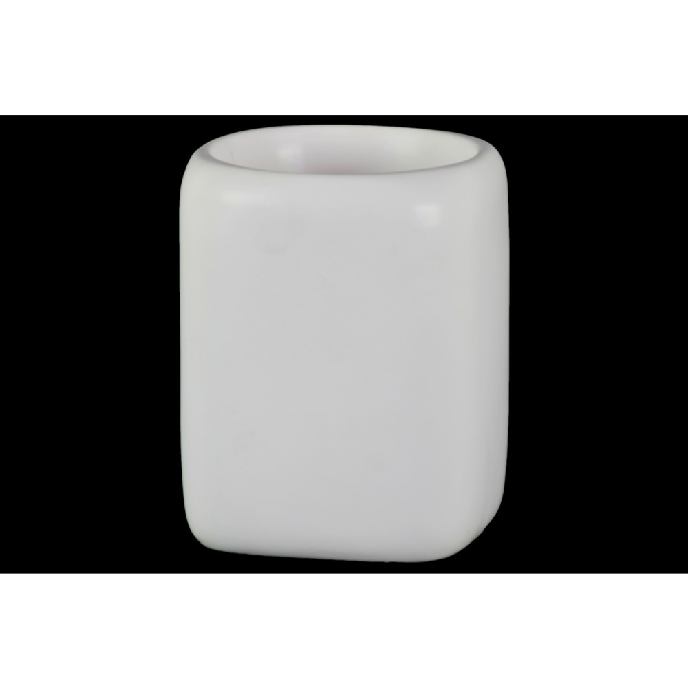Round Shaped Ceramic Pot With Double Wall Construction, Large, White ...