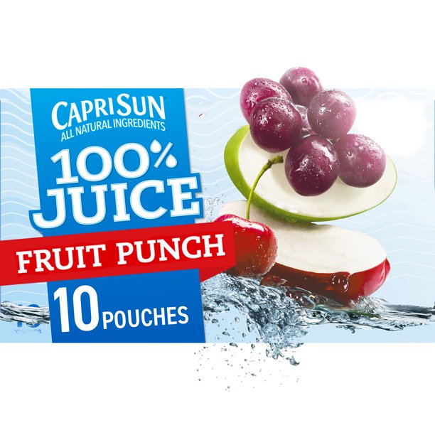 Capri Sun 100% Juice Fruit Punch Juice Box Pouches, 10 ct Box, 6 fl oz ...