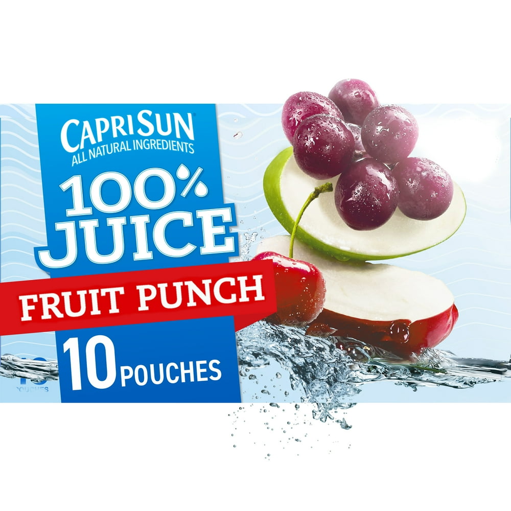 Capri Sun 100% Juice Fruit Punch Naturally Flavored Juice Blend, 10 ct ...