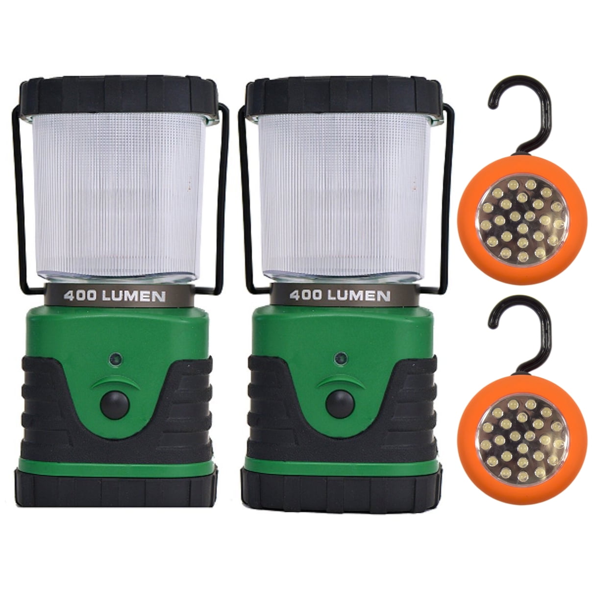Camping Light Set with Two LED Lanterns and Two LED Tent Hook Lights ...