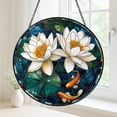 Aquatic Lily Bloom Stained Glass Style Window Decor, Botanical Garden ...