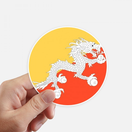 Bhutan National Flag Asia Country Sticker Round Wall Suitcase Laptop ...