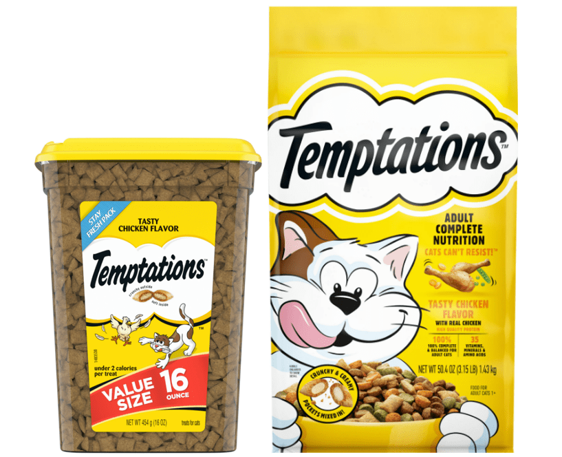 Bundle: Temptations Tasty Chicken Flavor 3.15 lb Dry Cat Food & 16oz ...
