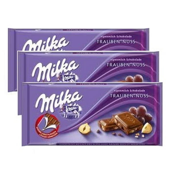 Milka (Germany) Trauben-Nuss (Hazelnut & Raisin) 3-Pack . Milk ...